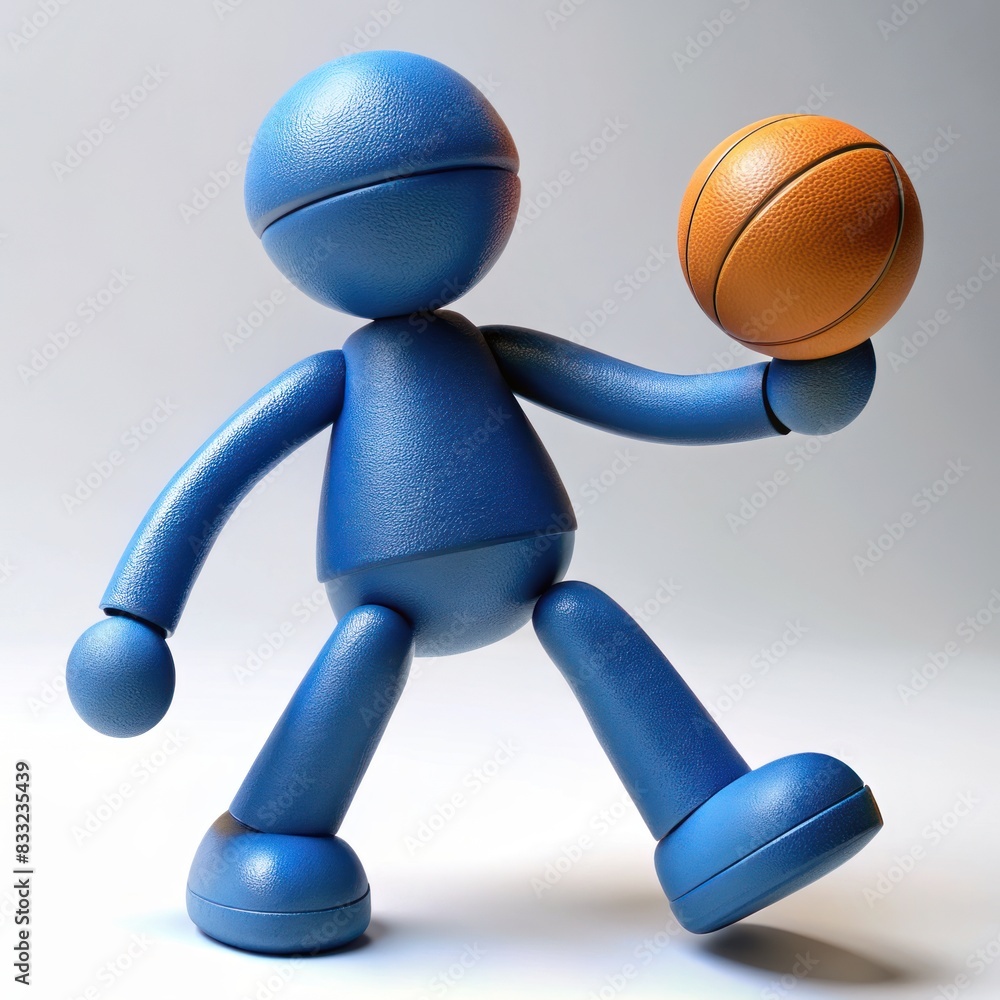 3D Render of a Pivot Figure Playing Basketball, on isolated white ...