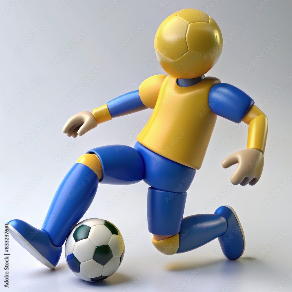 3D Render of a Pivot Figure Playing Soccer, on isolated white ...