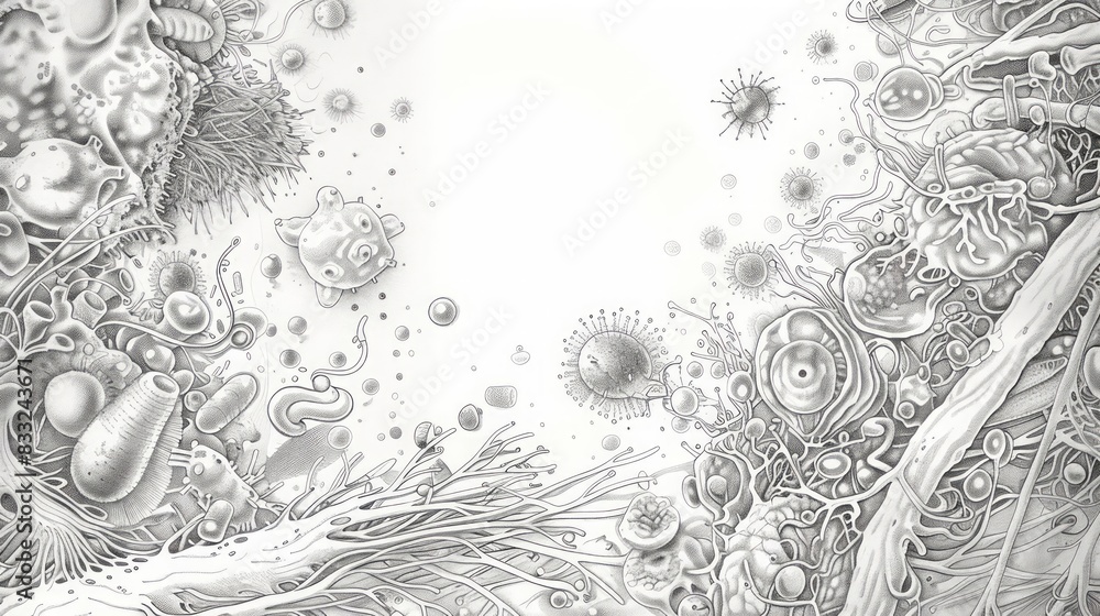 A sketch illustration of microscopic cells and bacteria Stock ...