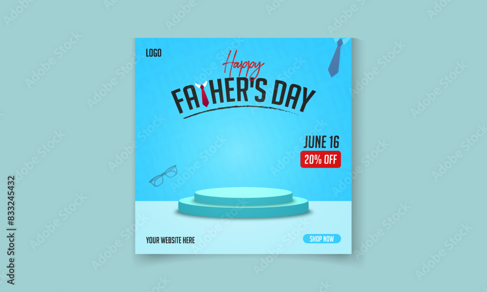 Happy Father's Day promotion sale discount banner design for social ...