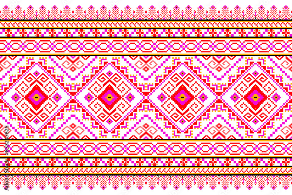Designed with Ulos Ethnic Batak fabric pattern on a pink background ...