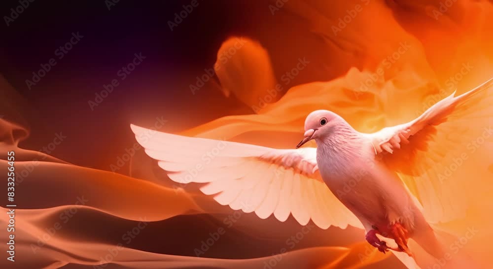 Symbolism of Holy Spirit: White Dove with Open Wings on Black ...