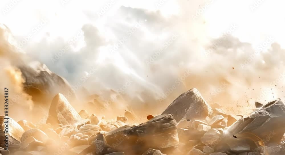 Flying Debris and Dust Particles on White Background. Concept Debris ...
