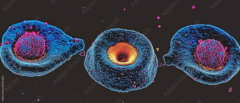 Cancer CellsIllustrate a closeup image of cancer cells under a ...