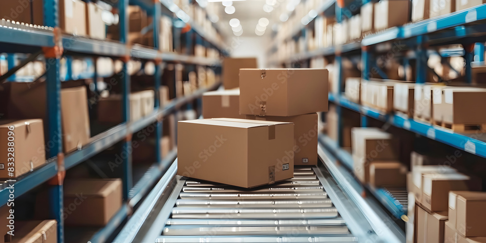 Automated Warehouse with Conveyor Belt and Packages" / "Modern ...