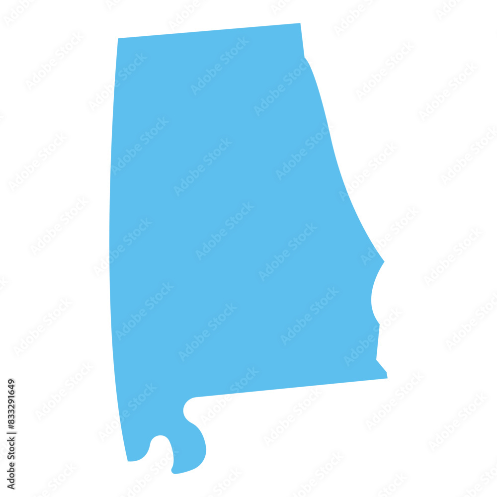 USA state Alabama maps blue vector outline boundary silhouette ...