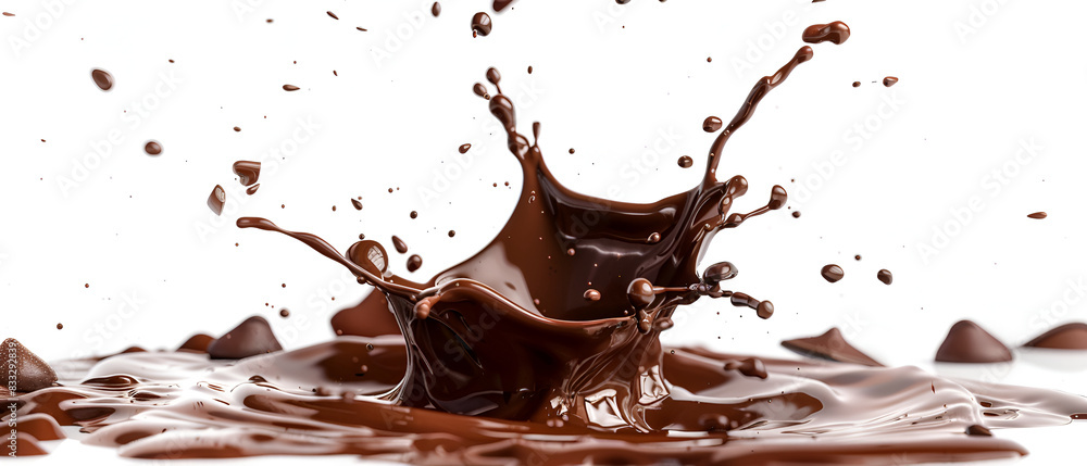 Liquid Chocolate crown splash in a pool of liquid chocolate and ripple ...
