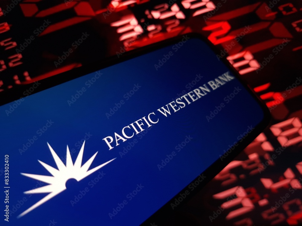 Konskie, Poland - May 29, 2024: Pacific Western Bank company logo ...