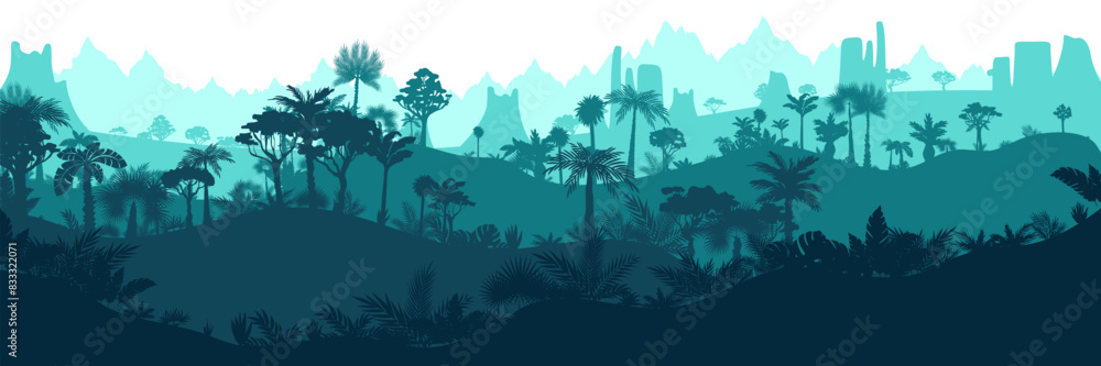Jungle landscape. Layered background with rainforest. Parallax effect ...