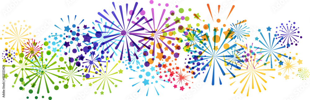 Fireworks horizontal border. Design element from explosion flashes ...