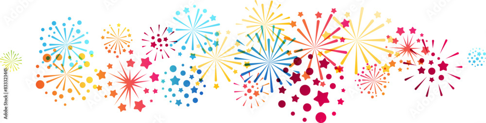 Fireworks horizontal border. Design element from explosion flashes ...