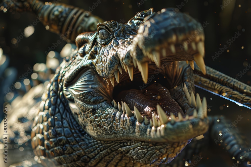 Amazing closeup charismatic of a crocodile in a warriors armor ...