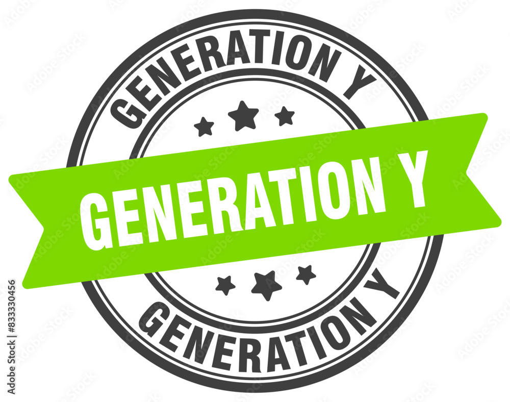 generation y stamp. generation y label on transparent background. round ...