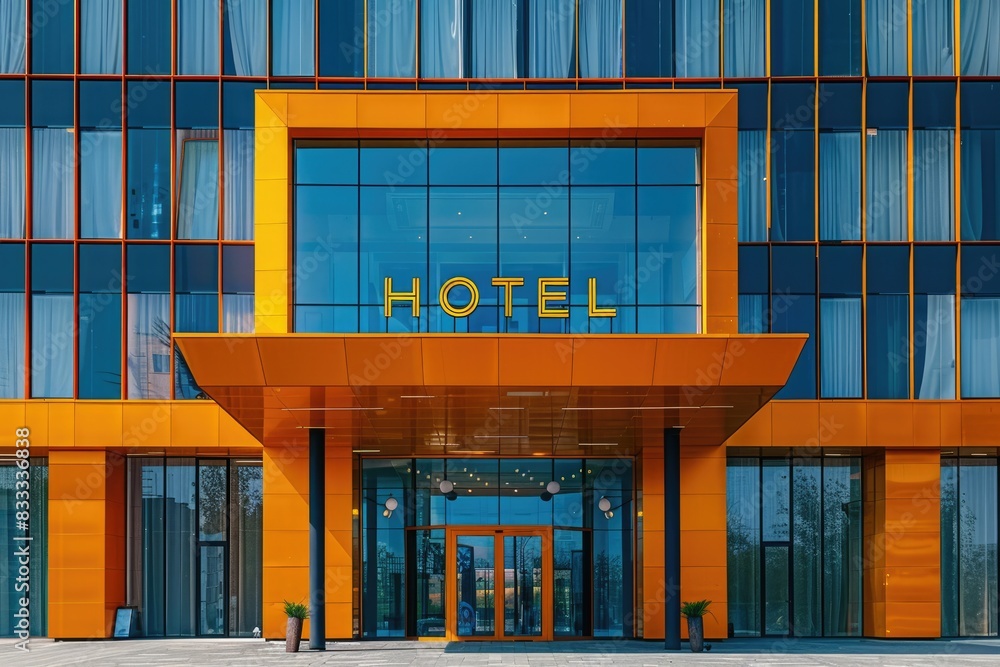 A Modern Hotel with Distinctive HOTEL Signage, Embodying Innovative ...