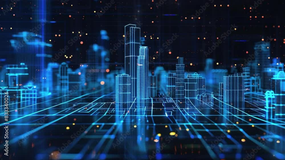 Digital economy visualized with rising graphs. Symbolizing economic ...