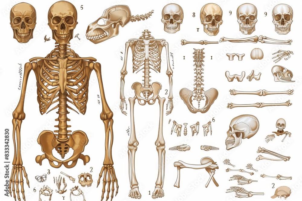Detailed diagram of the human skeletal system with all bones labeled ...