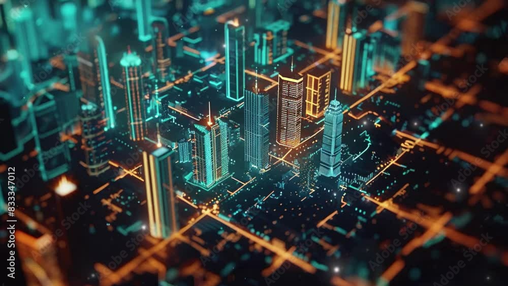 Digital economy visualized with rising graphs. Symbolizing economic ...