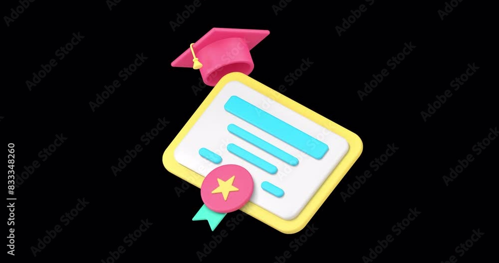 Graduation diploma certificate with medal and cap educational ...