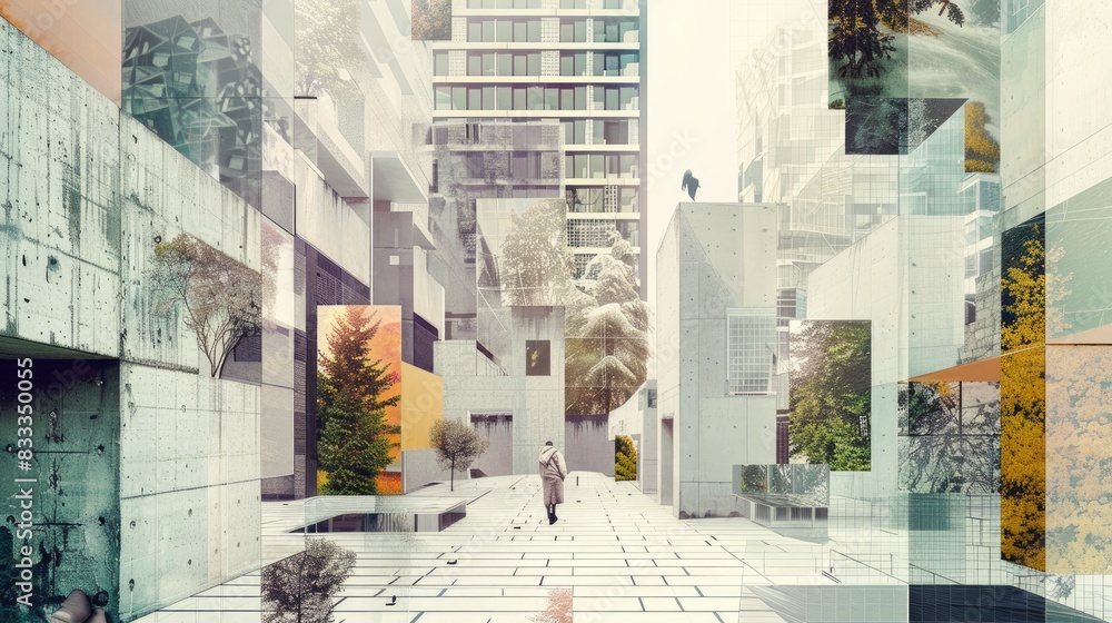 New Urbanism, Scandinavian architecture, collage, photo album design Stock Photo | Adobe Stock