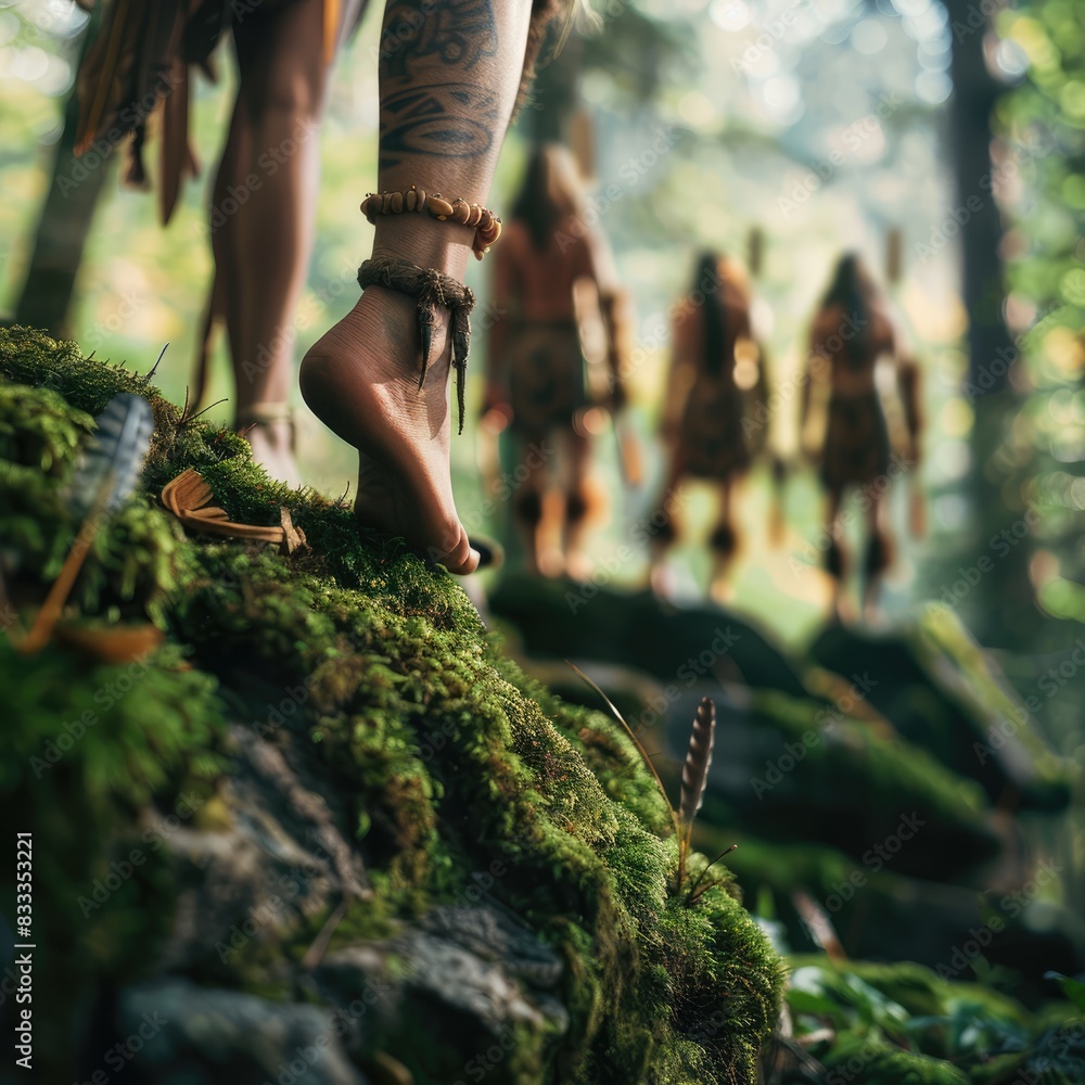 Tribal Traditions: Detailed Female Feet from Behind in the Wilderness ...