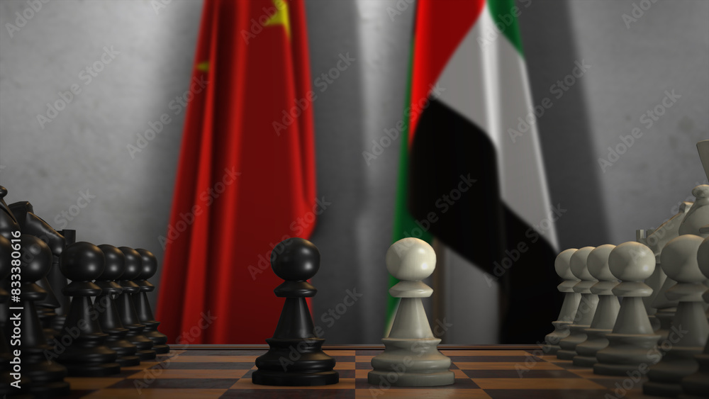 UAE And China National Flags. Politics And Conflict 3D Illustration ...