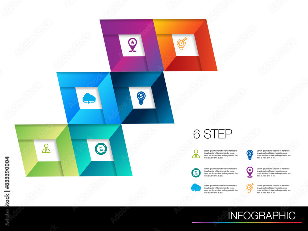 infographic template 6 step for business direction, marketing strategy ...