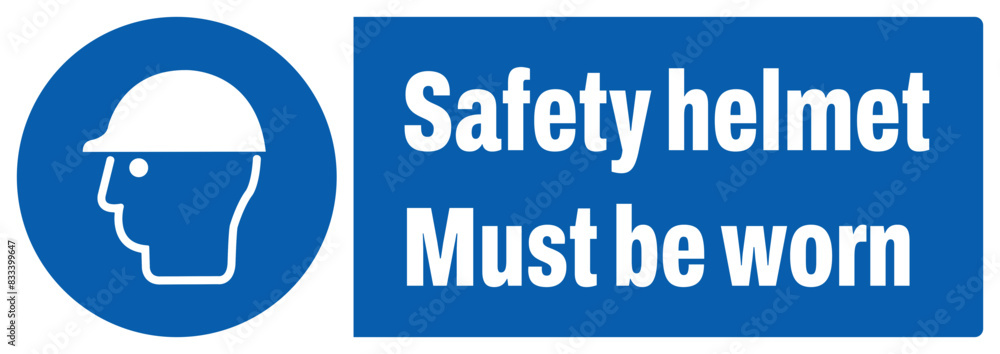 ISO mandatory safety signs_safety helmet must be worn landscape size 1/ ...