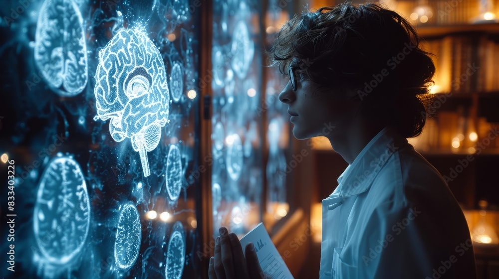 Student interns intently study the intricacies of the human brain ...