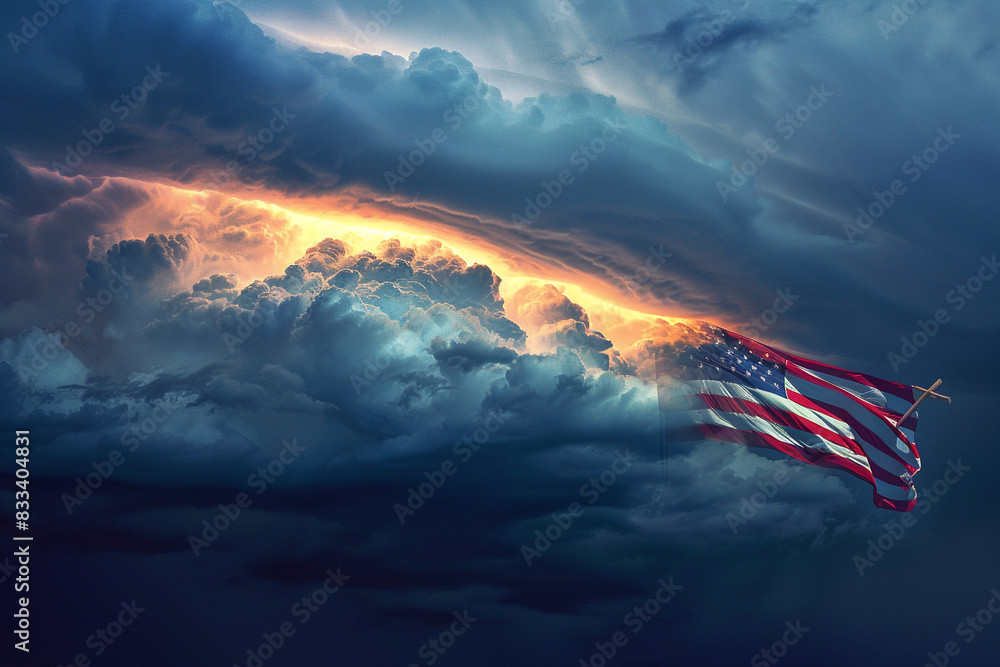 Storm cloud formation serves as a dramatic backdrop for a praying ...