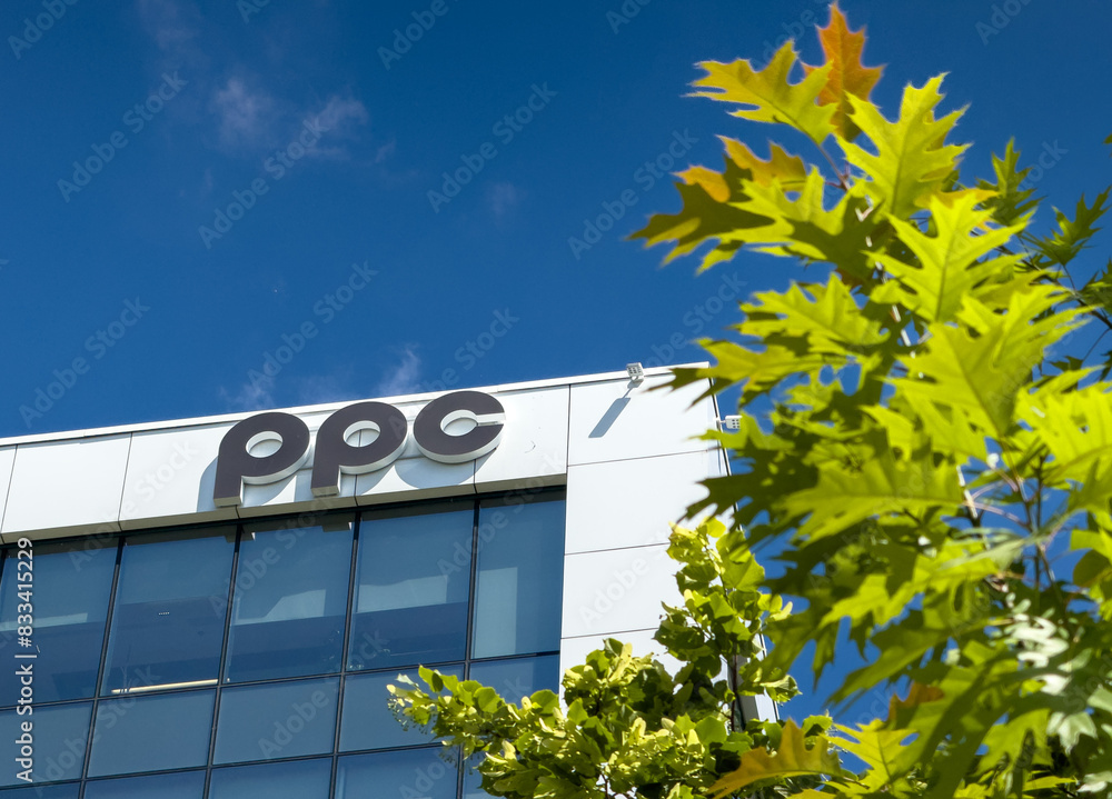 Bucharest, Romania - 8 May 2024: PPC Group logo. Logo sign of PPC, the ...