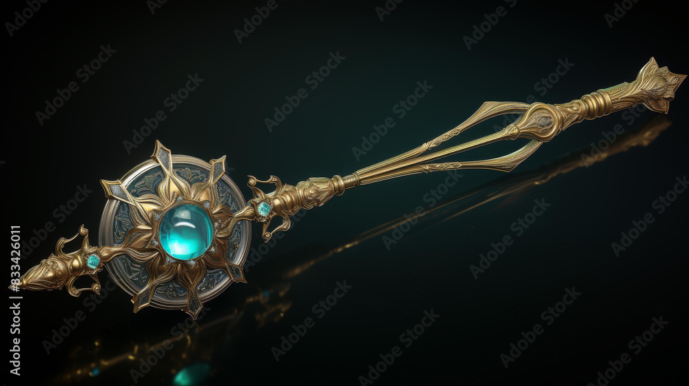 Detailed wizard staff illustration for fantasy games, highresolution ...