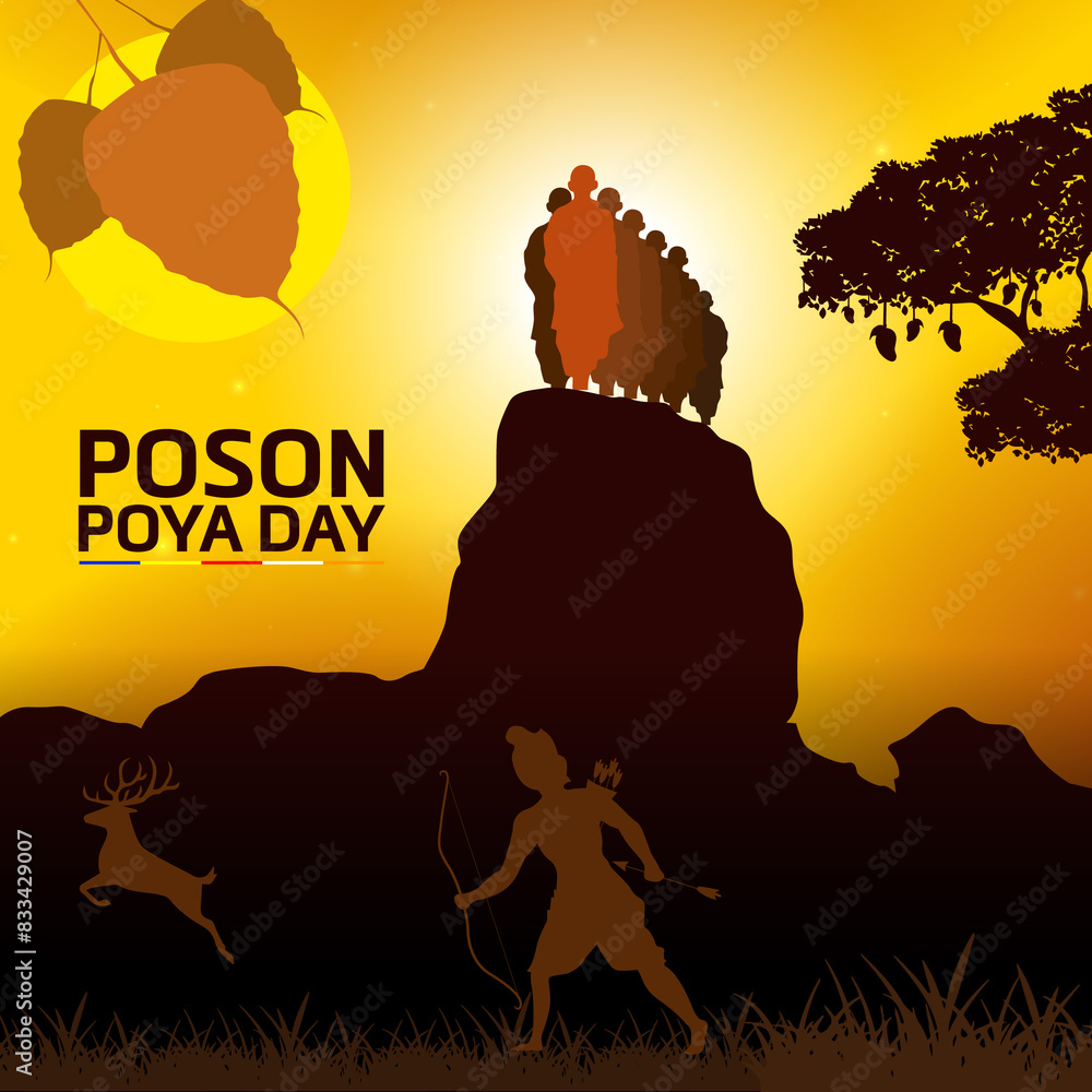 Poson Poya Day. Sri Lanka Poson Day. Mihinthale. EPS10 Stock ...