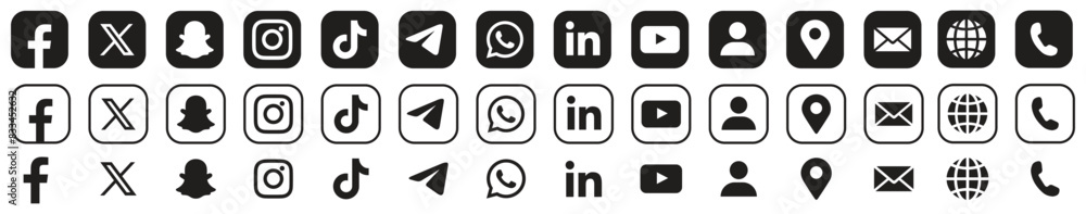 Contact icon .Popular social media logo with contact icon. Social ...