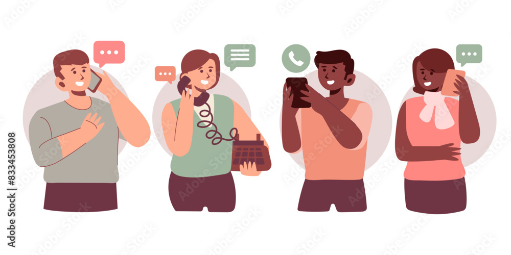 Cute cartoon modern characters communication Stock Vector | Adobe Stock