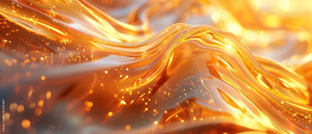 Abstract, flowing visuals resembling a river of molten gold, smooth ...