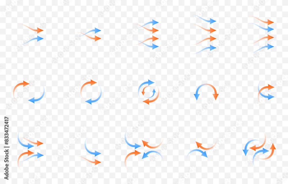 Vector set of arrows png. Heat and cold arrows png. Heat and cold flow ...