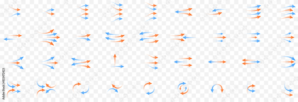 Vector set of arrows png. Heat and cold arrows png. Heat and cold flow ...