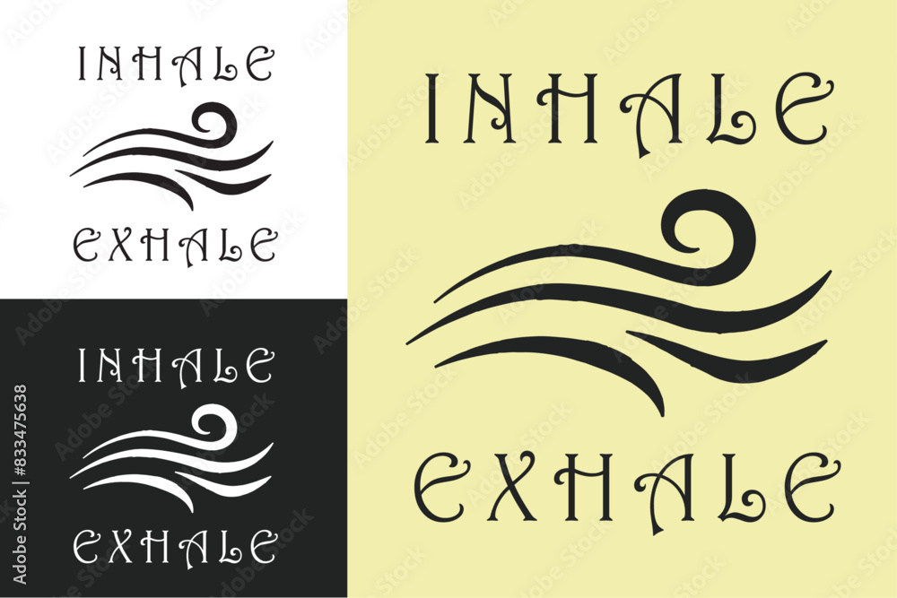Inhale exhale aesthetic illustration lettering. Mental health ...