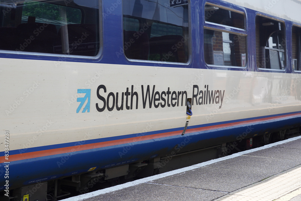 Eastleigh, England UK 8 May 2024 - South Western Railway logo on side ...