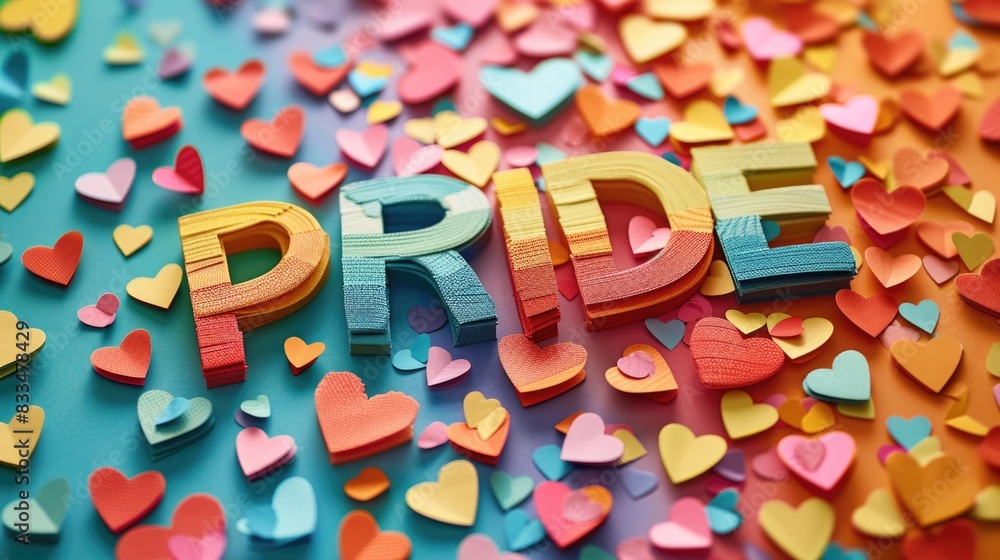 Pride day background with copy space for text colorful paper hearts ...
