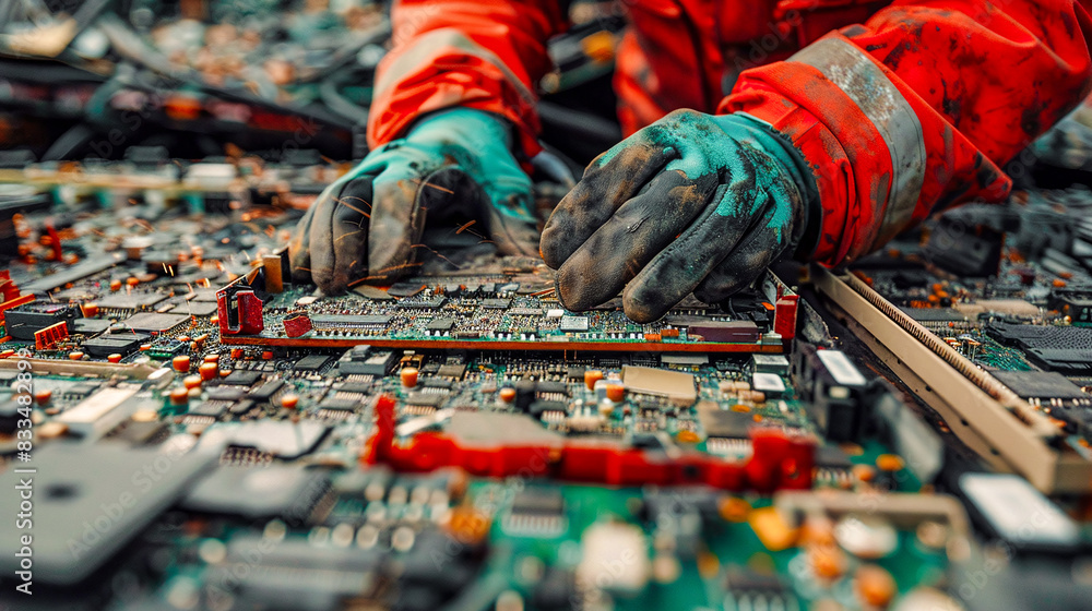Dedicated Worker Sorting Electronic Waste A Focus on Recycling and ...