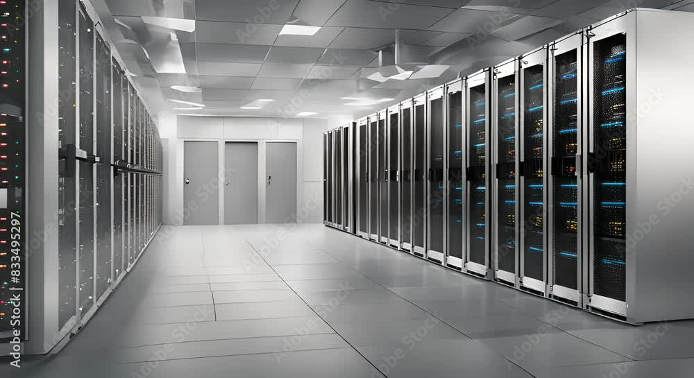 Illustration of server racks in a data center setting Concept Data ...