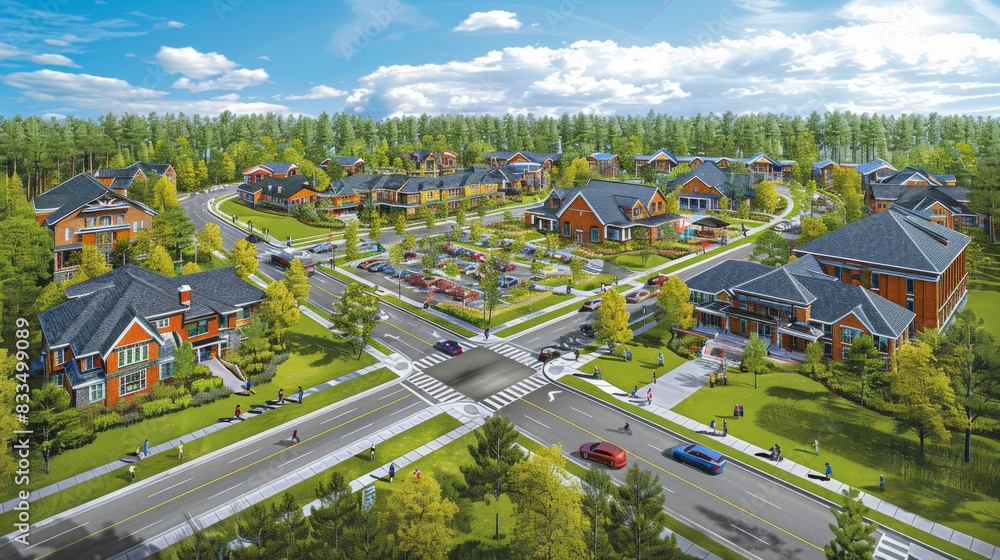 Design a scene of traffic congestion around a school zone during pick ...