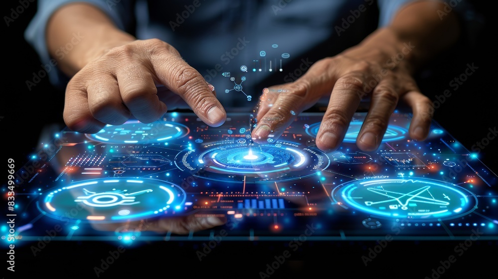 Digital Transformation Depict a businessman embracing digital ...