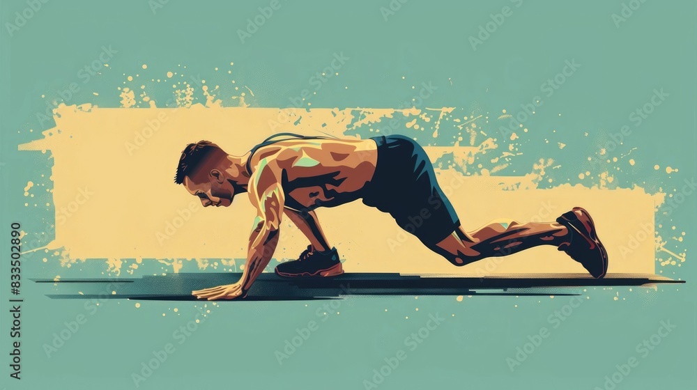Stylized depicting a calisthenics workout routine with a silhouette ...