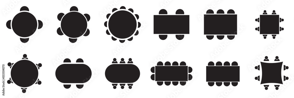 Table Seating Arrangement Icons for an Event - Clipart Outline ...