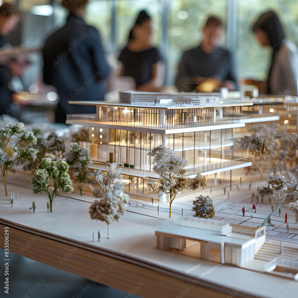 Visualization, blueprint, Architects and engineers use a building ...