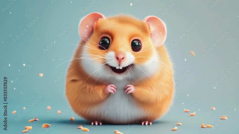 ภาพประกอบสต็อก Cheeky Hamster Stuffing Its Cheeks with Seeds and ...