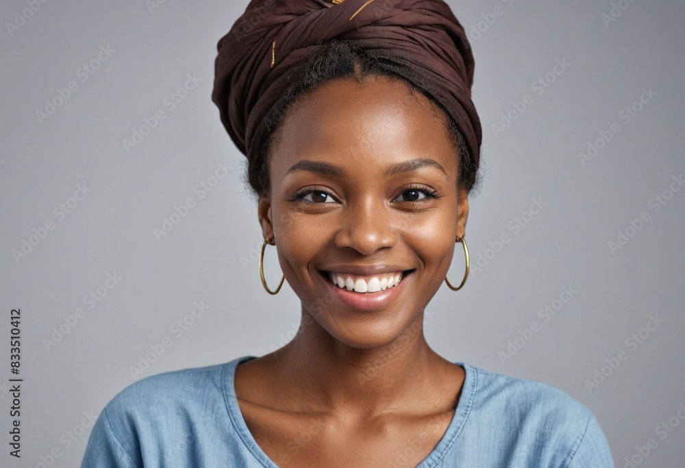 portrait view of a regular happy smiling Africans woman , ultra ...