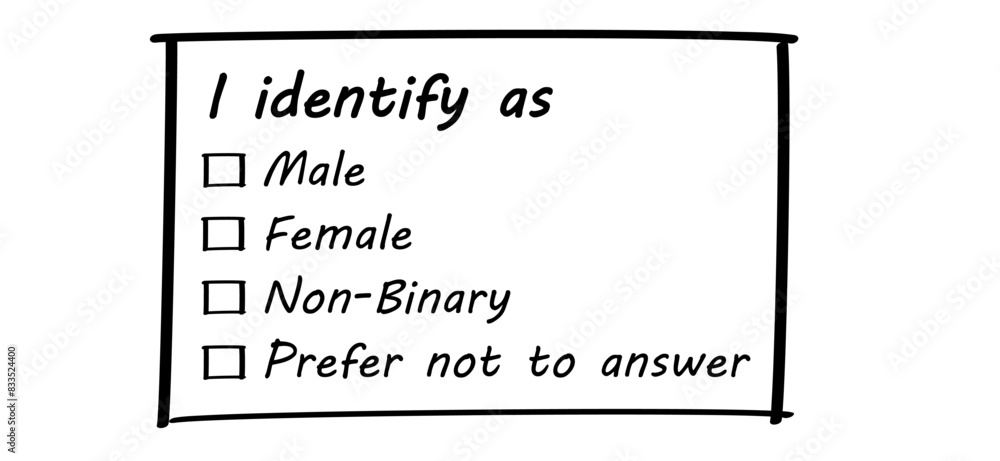 Check box, fill in gender list: male, female, non-binary or transgender ...